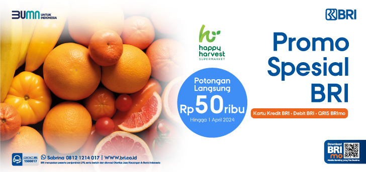 Diskon Belanja Rp50 Ribu Happy Harvest dengan Promo Spesial BRI