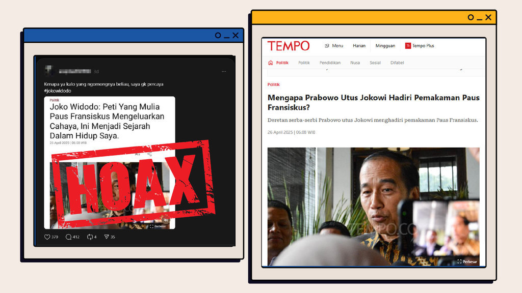 Hoaks, Artikel Jokowi Katakan Peti Paus Fransiskus Bercahaya