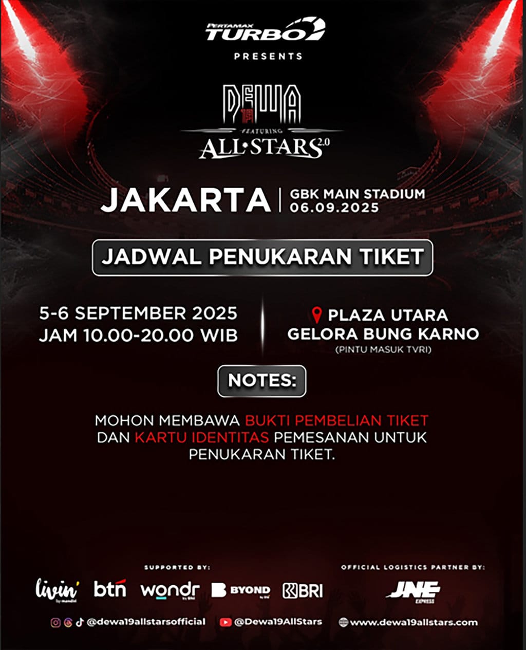 Rundown Konser Dewa 19 ft. All Stars 2025 dan Jam Open Gate
