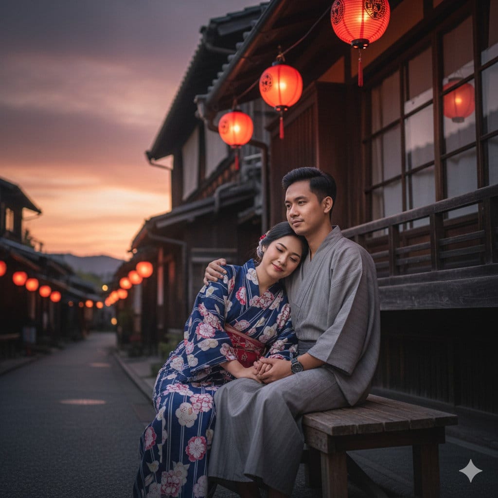 Contoh Prompt AI Cara Buat Foto Berdua dengan Pasangan di Jepang