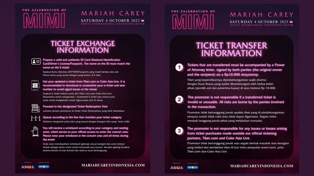 Rundown Konser Mariah Carey di Jakarta 2025 & Penukaran Tiket