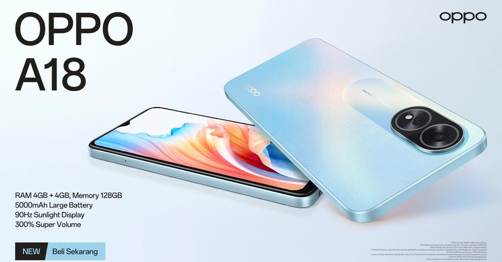 OPPO A18 Resmi Meluncur di Indonesia, Dibanderol Rp1,7 Jutaan