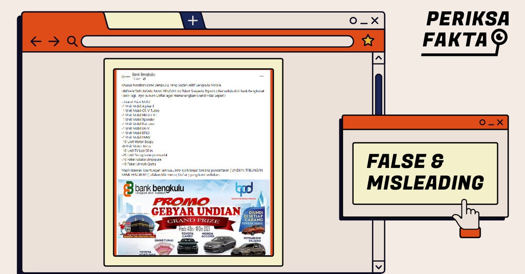 Penipuan Undian Berhadiah Mengatasnamakan Bank Bengkulu