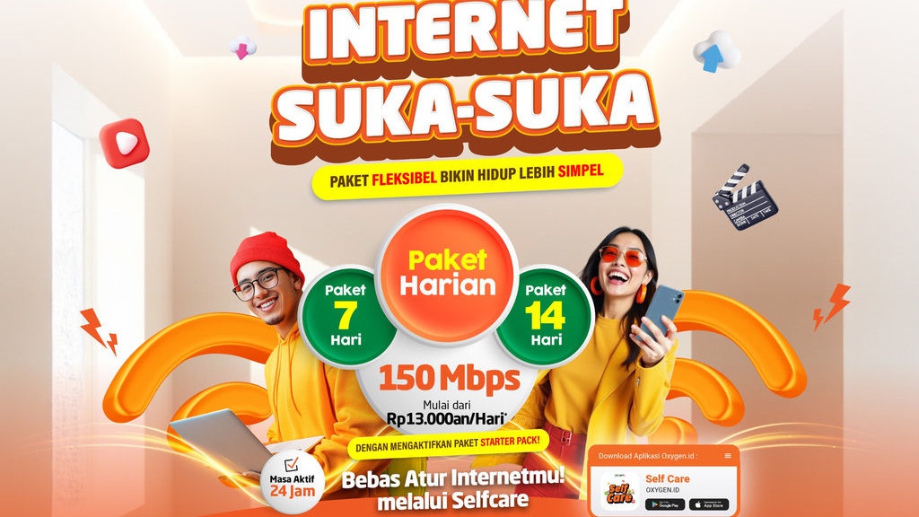 Oxygen.id Rilis Internet Suka-Suka, Unlimited Mulai Rp13 Ribuan