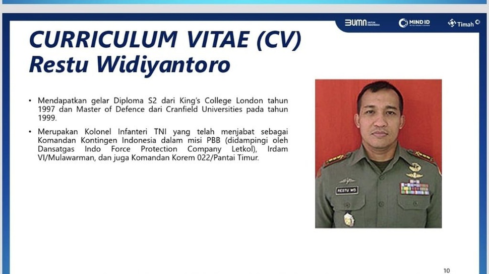 Profil Perwira dan Purnawirawan TNI di Pucuk Pimpinan PT Timah