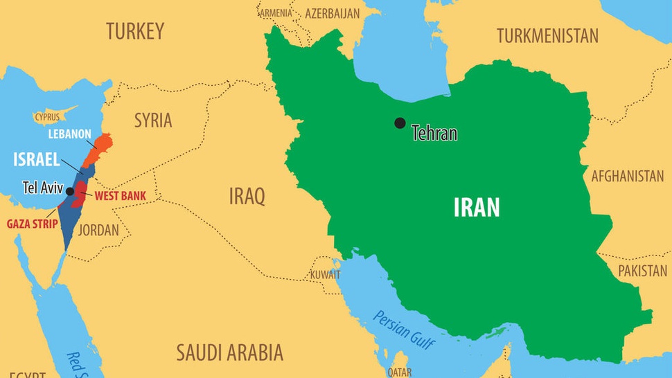 Peta Iran-Israel, Berapa Jarak Kedua Negara, & Update Perang