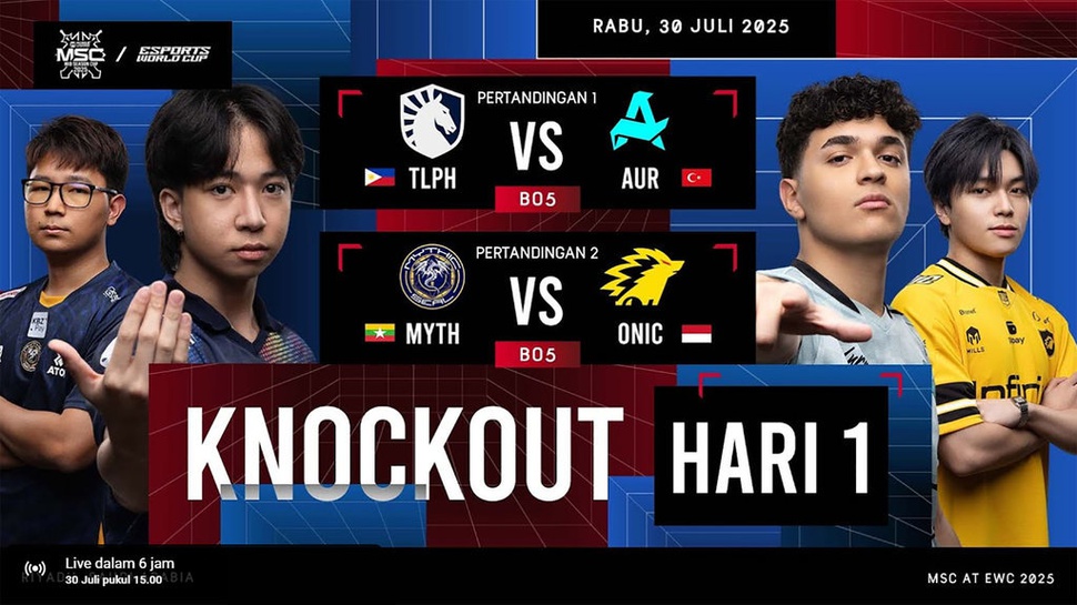 Jadwal ONIC vs Mythic SEAL Knockout MSC MLBB 2025 Hari Ini