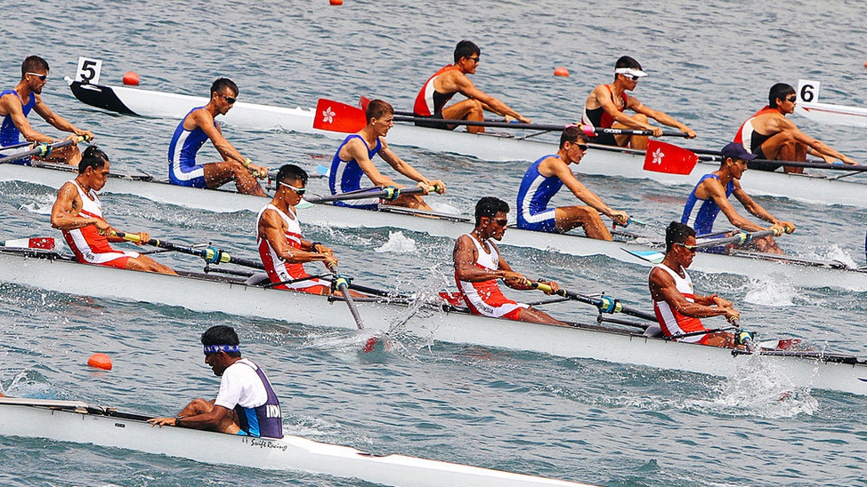 Tim Dayung Putra Kelas Ringan Gigit Emas - Foto Tirto.ID