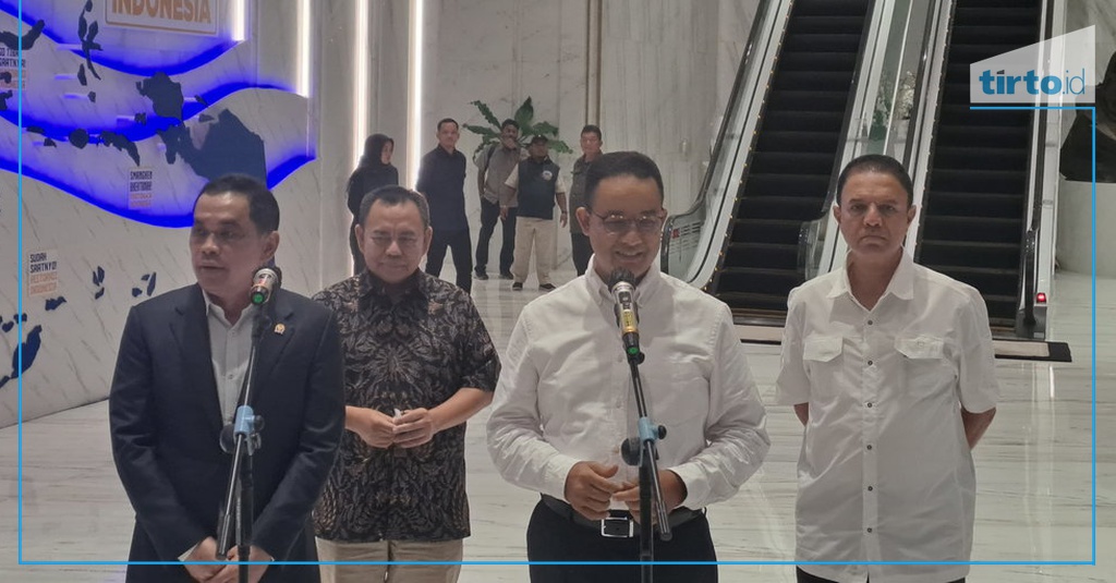 Capres Anies Baswedan & Kapten Timnas Amin Temui Surya Paloh