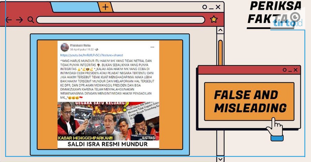 Hoaks Saldi Isra Mundur dari Jabatan Hakim MK Hoaks Saldi Isra Mundur dari Jabatan Hakim MK