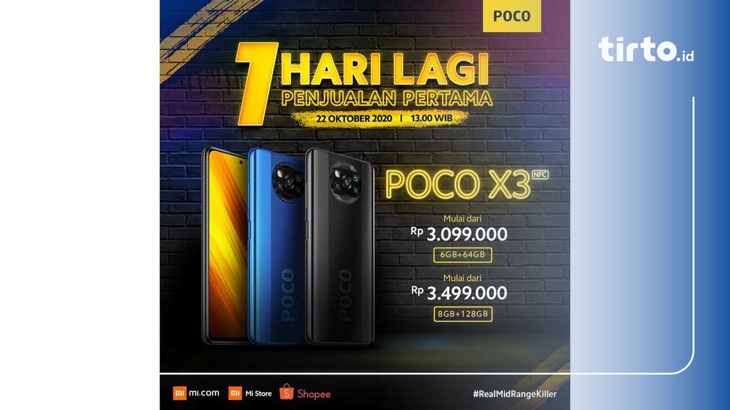 Harga POCO X3 NFC yang Dijual Perdana Hari Ini di Shopee dan Mi.com