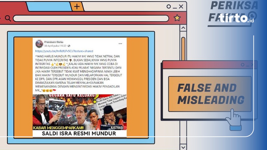 Hoaks Saldi Isra Mundur dari Jabatan Hakim MK