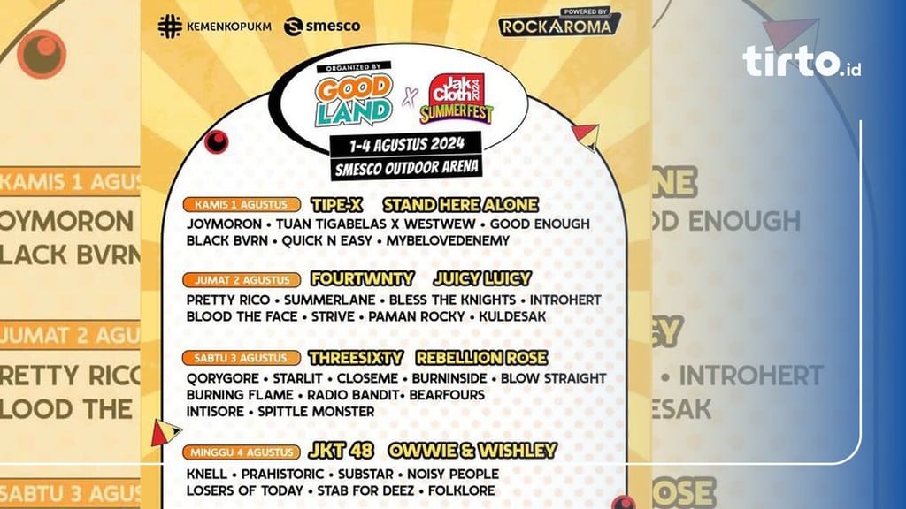 Link Tiket Jakcloth 2024, Line Up dan Rundown Lengkap