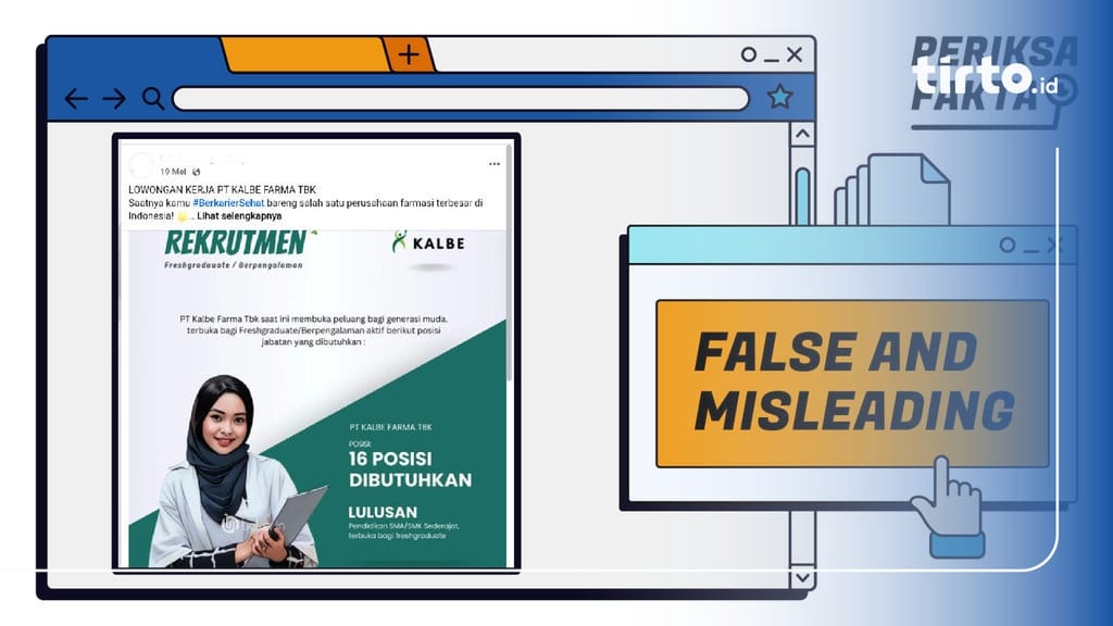 Hoaks Tautan Pendaftaran Lowongan Kerja Kalbe Farma