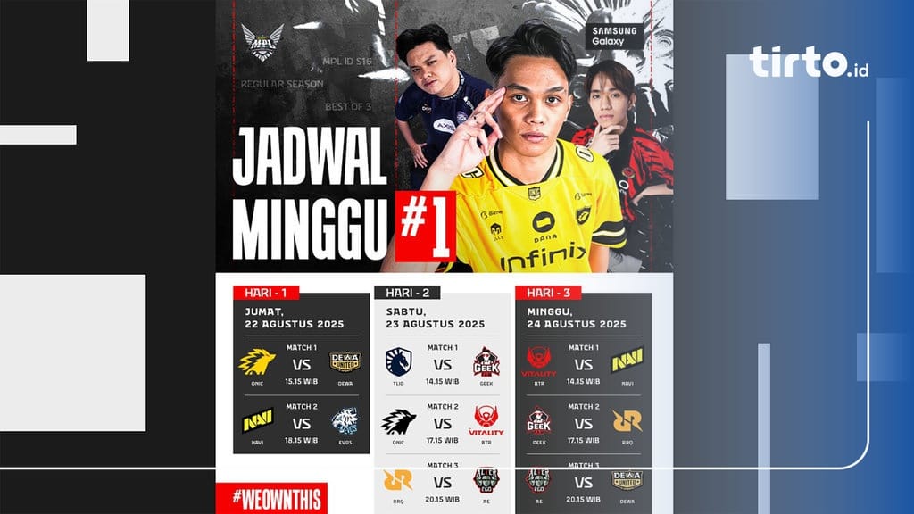 Jadwal MPL ID S16 24 Agustus 2025, Jam Tayang Geek vs RRQ