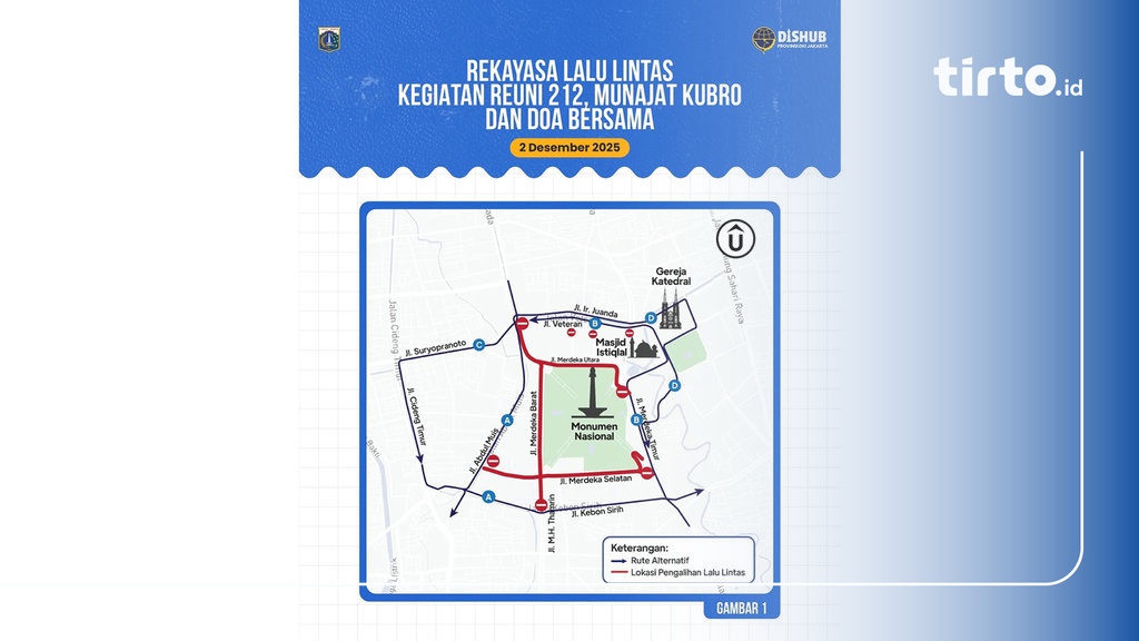 Info Pengalihan Jalan & Rekayasa Lalin Jakarta Aksi Reuni 212