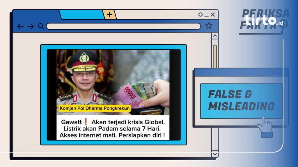 Hoaks Listrik Padam 7 Hari & Internet Mati Akibat Krisis Global