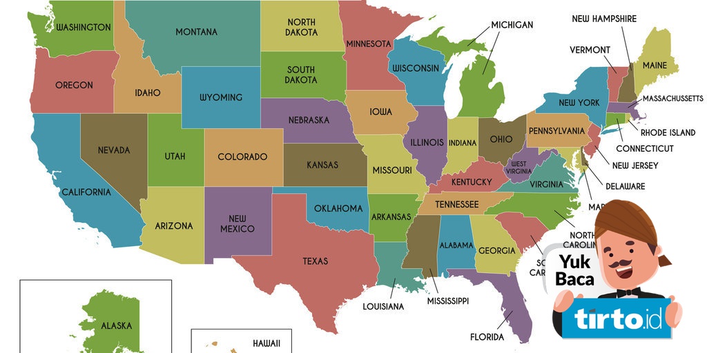 Profil Negara Amerika Serikat: Letak Wilayah, Pemerintahan, Peta