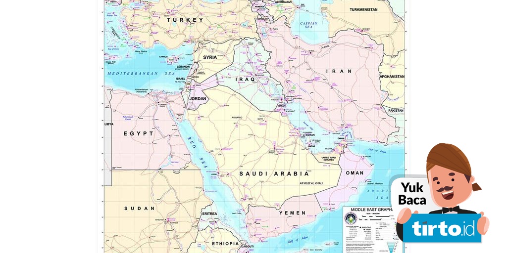 Peta Negara-Negara Timur Tengah dan Ibukotanya: Arab-Palestina