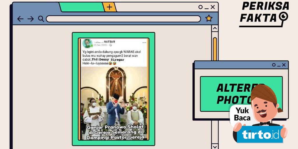 Hoaks Foto Ganjar Salat di Gereja Didampingi Pastor